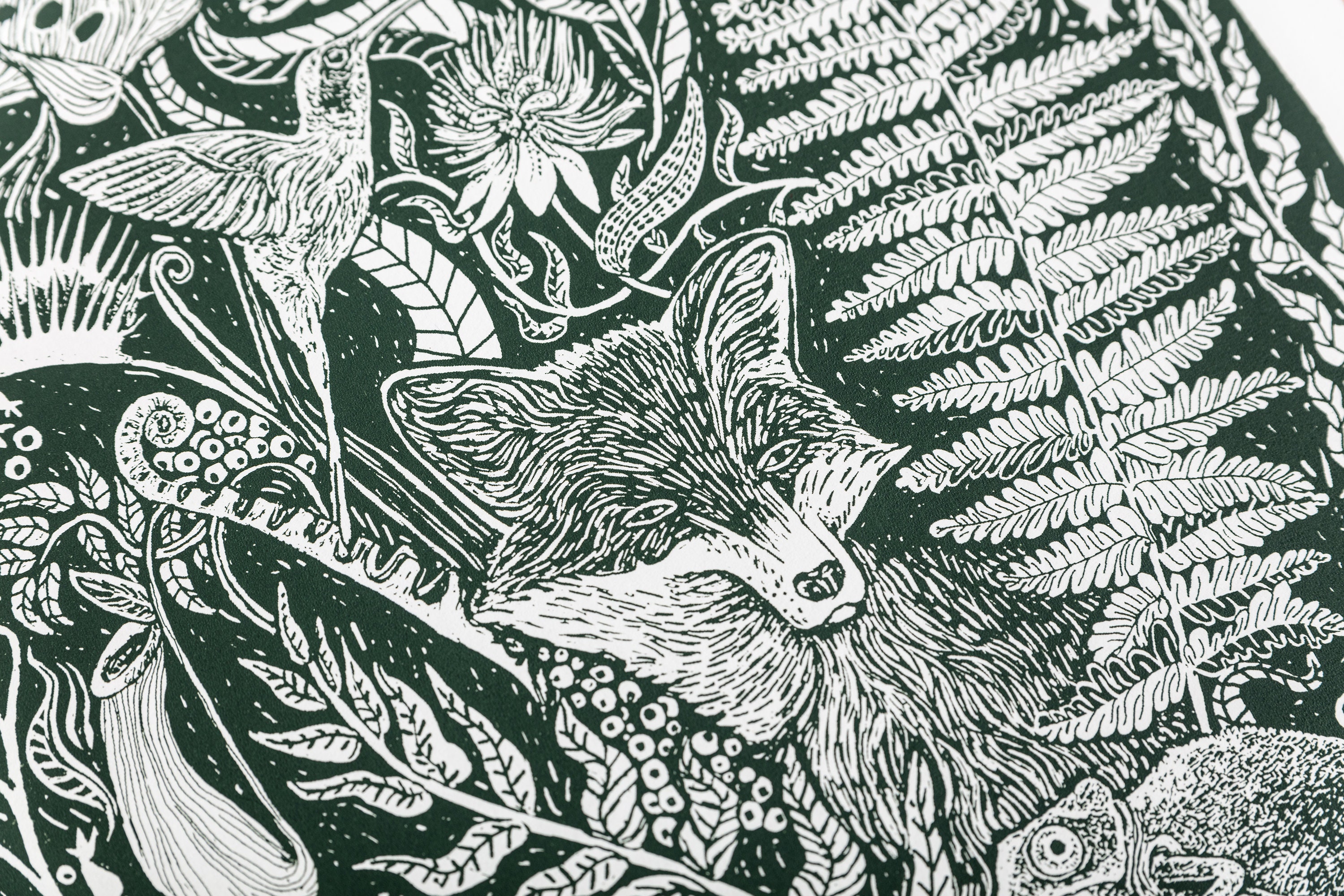 Rainforest Fox Screen Print in Essex Green | Etsy