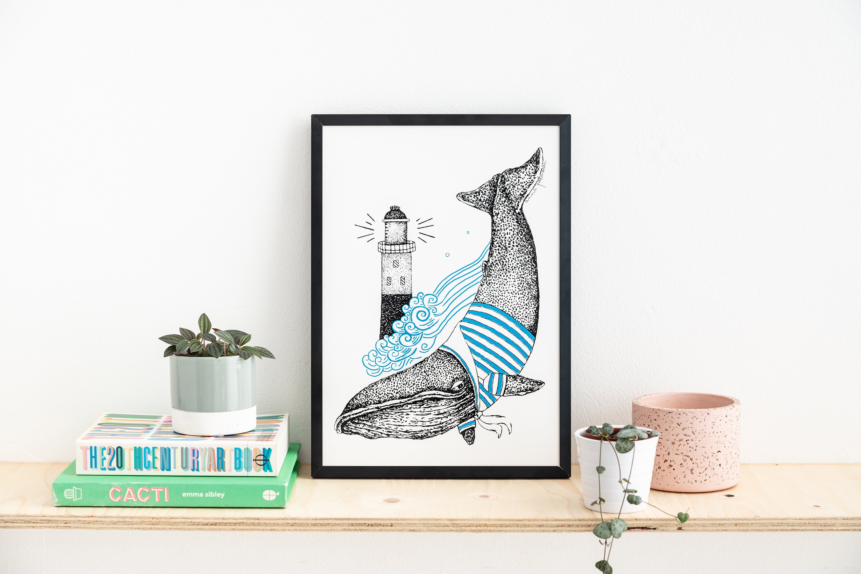 Whale Screen Print Wall Art A4 - Etsy