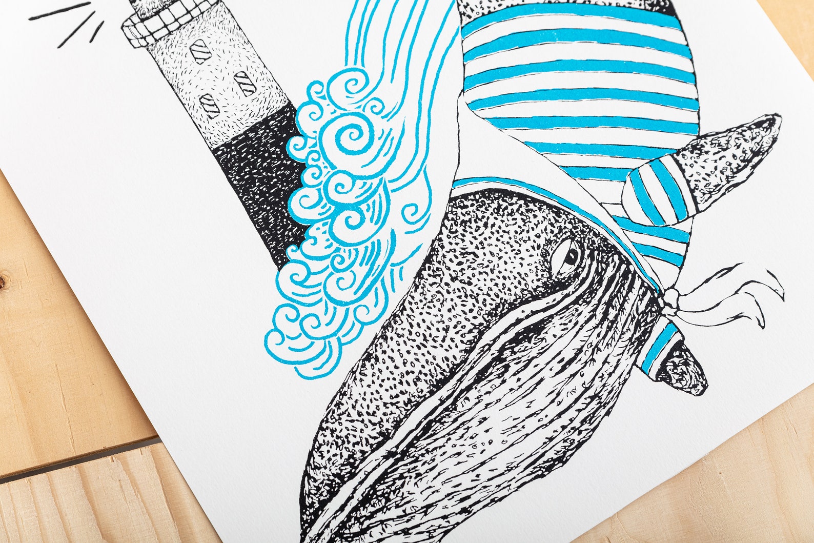 Whale Screen Print Wall Art A4 - Etsy