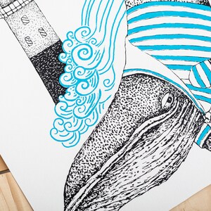 Whale Screen Print Wall Art A4 - Etsy