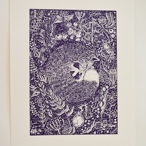 Woodland Fox Print Small Screen Printed Illustration A5 | Etsy