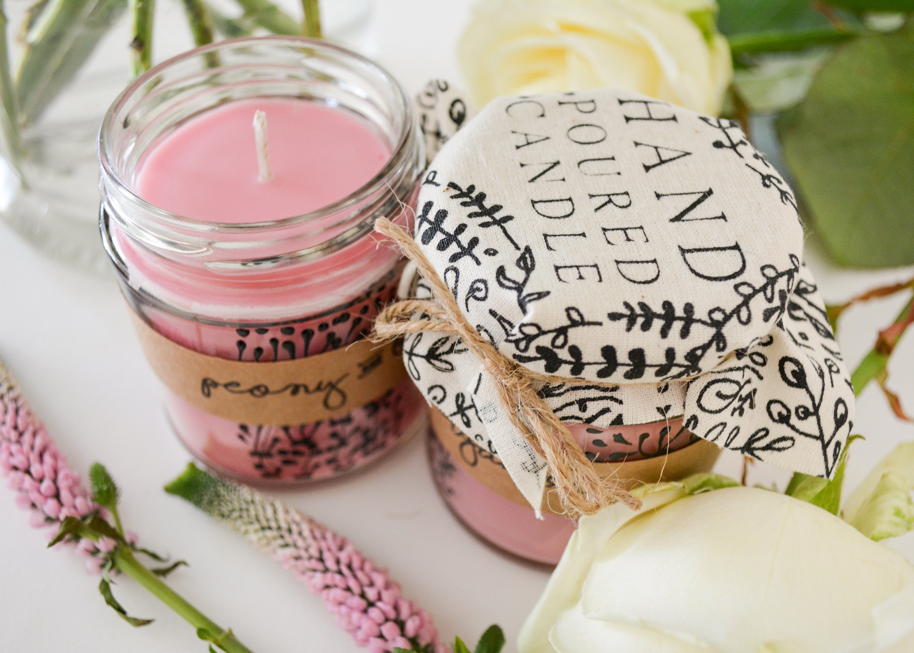 Hand Poured Candle 'Peony & Bergamot' Handcrafted | Etsy