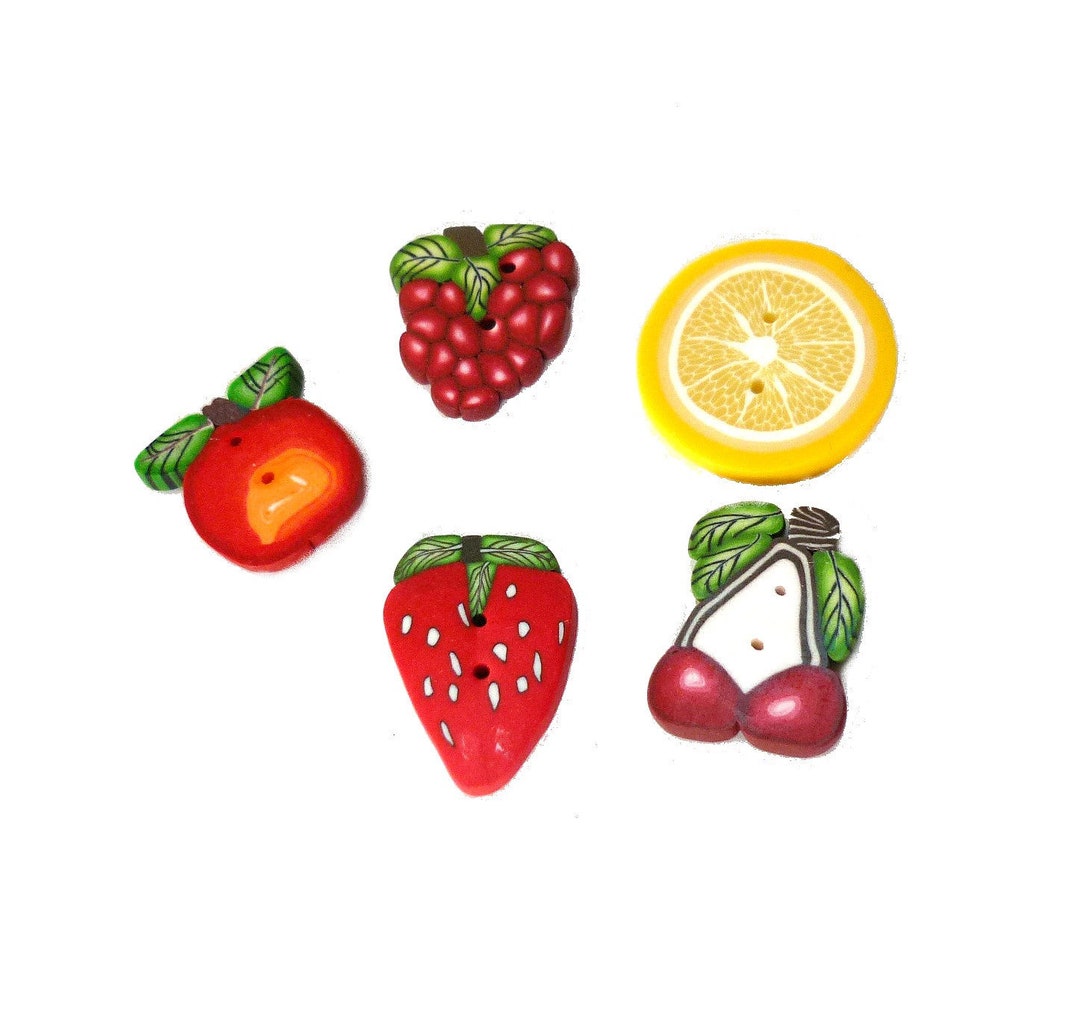 Fruits Buttons Set Handmade 2cm for Crochet Knitting Sewing Embroidery ...