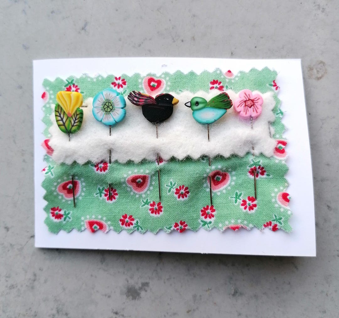 Decorative Straight Pins Birds and Flowers, BOHIN French Straight Pins ...