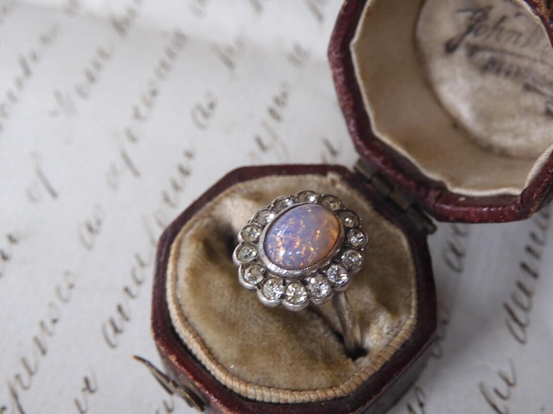 Art Deco Opal Paste Ring, 9ct Gold & Sterling Silver, 1920s Size 5 - Etsy