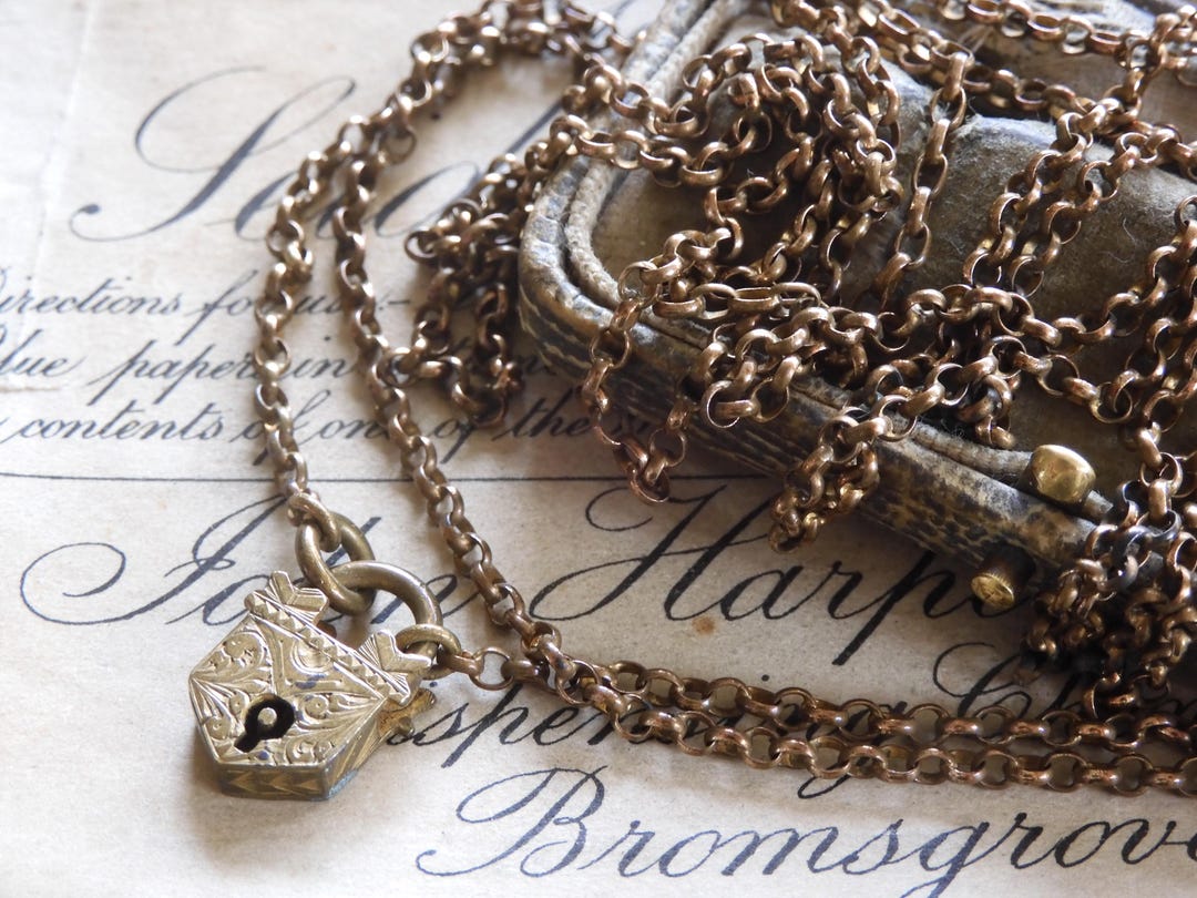 Gorgeous LONG Antique Victorian Rose Rolled Gold Guard Muff Chain Link ...