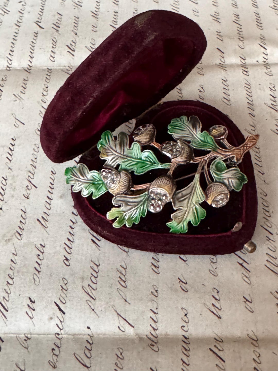 Vintage 1950s Enamel Marcasite Oak Tree Acorn Leaf Brooch - Etsy