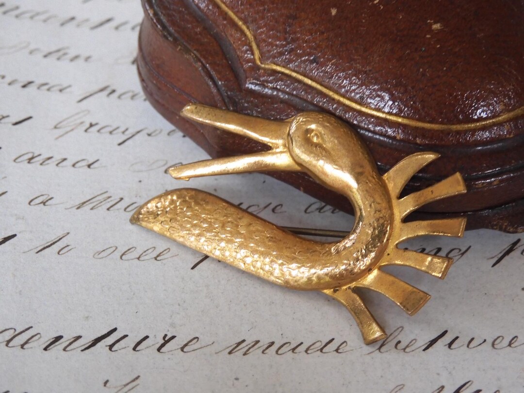 Art Deco Gold Gilt Goose Brooch - 1920s Bird Pin - Etsy