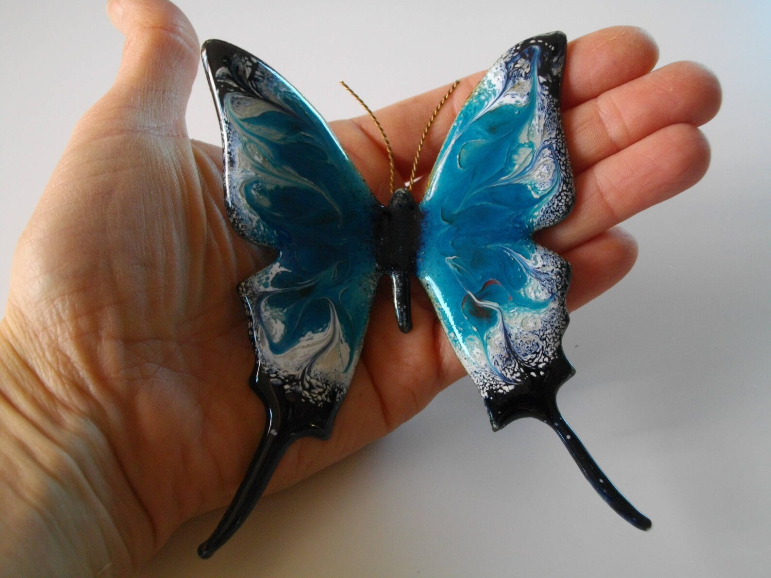 Blue Butterfly Wall Decoration Indoor,outdoor Enamel on Copper-handmade ...