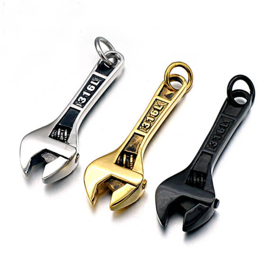 Stainless Steel Wrench Pendant: Mini Tool Charm (60x21mm) - Etsy