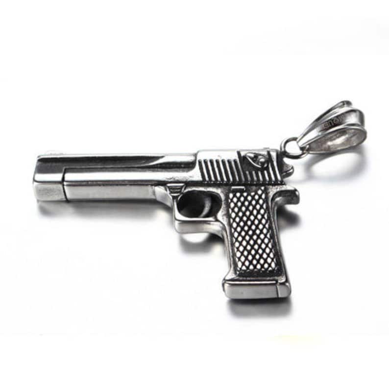 35mmx55mm Stainless Steel Pistol Charm Pendant Gun Charm | Etsy