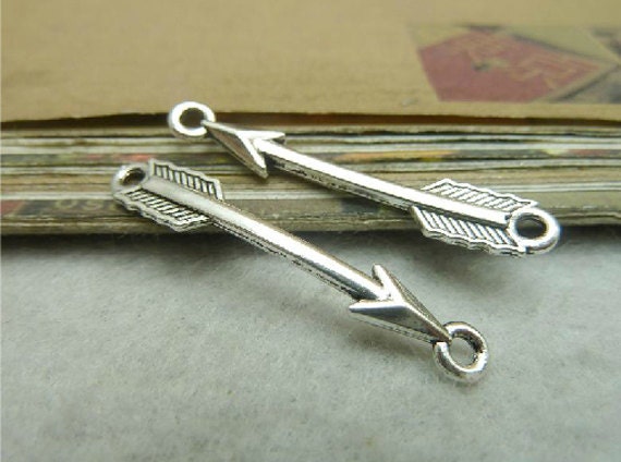 25pcs 5x37mm silver Arrow Charm Pendant Feather Arrow Charms | Etsy