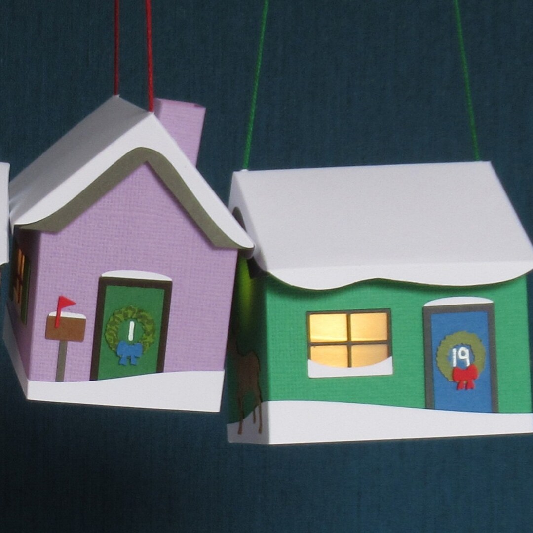 Papercut Christmas House Boxes Tutorial and Templates Instant Download ...