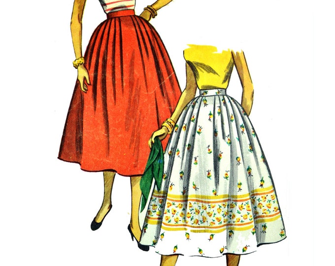 Vintage 50s Skirt Pattern High Waist Full Pleated Skirt Rockabilly ...