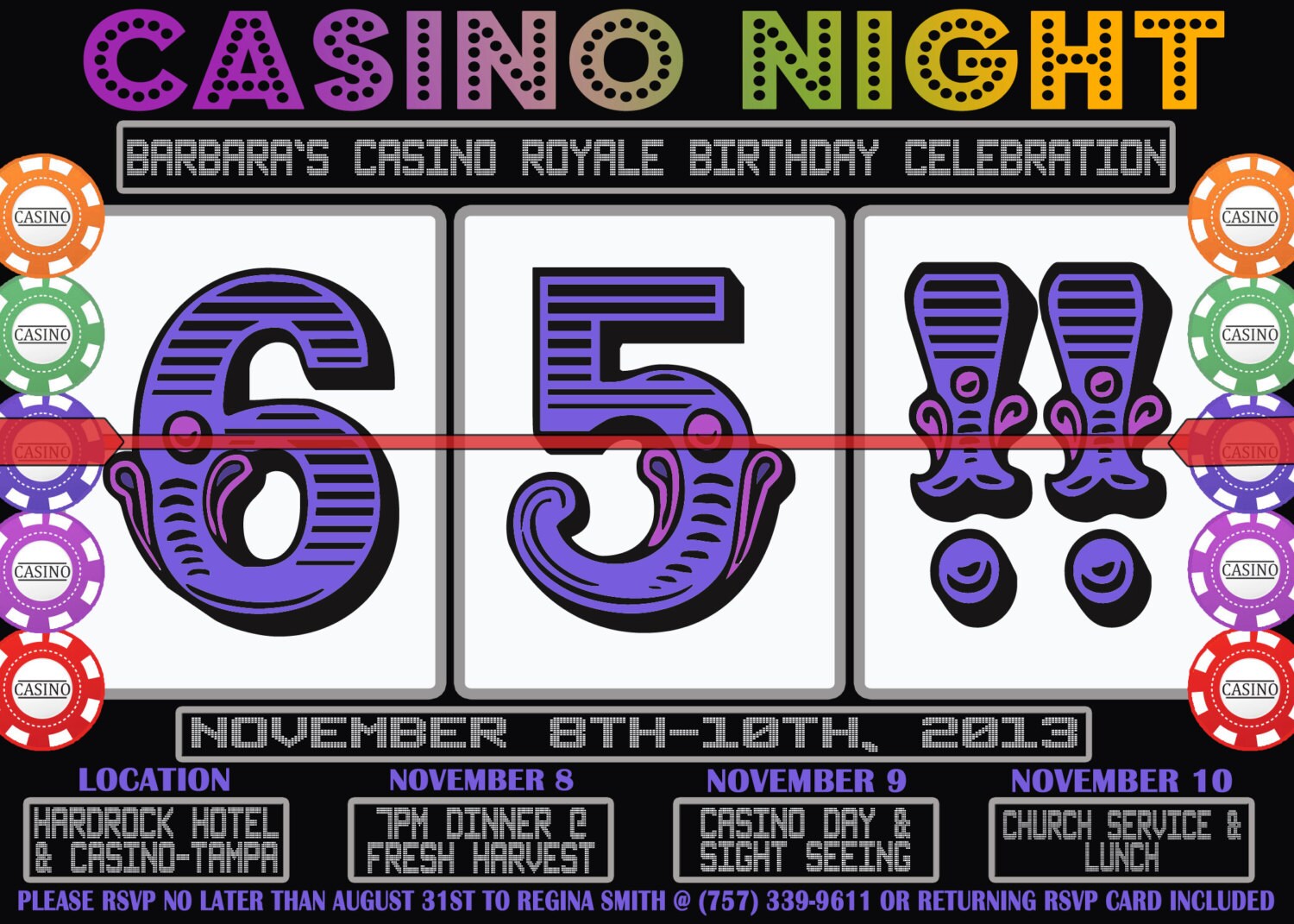Casino Royale Slot Machine Birthday Invitation | Etsy