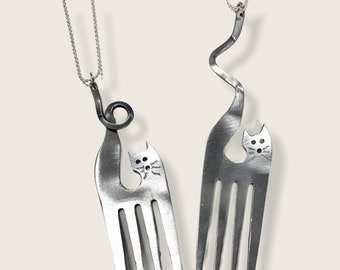 Crazy Cat Lady Silverware Fork Necklace Cat Jewelry Silverware Jewelry ...
