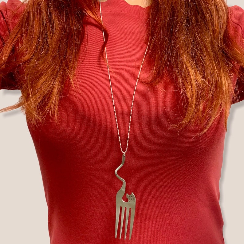 Necklace Cat Fork Silverware Flatware - Etsy