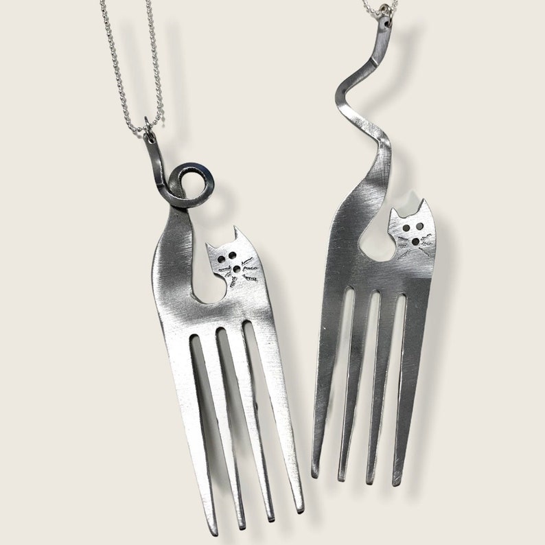 Necklace Cat Fork Silverware Flatware - Etsy