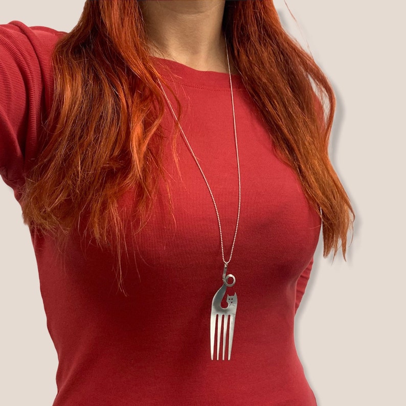 Necklace Cat Fork Silverware Flatware - Etsy