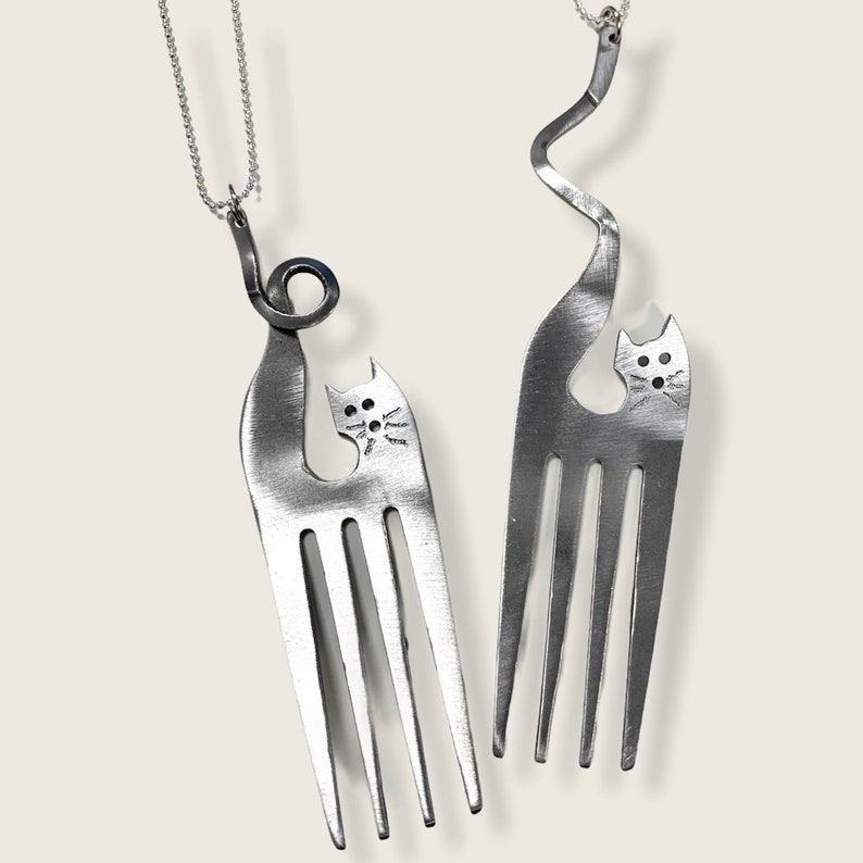 Necklace Cat Fork Silverware Flatware - Etsy