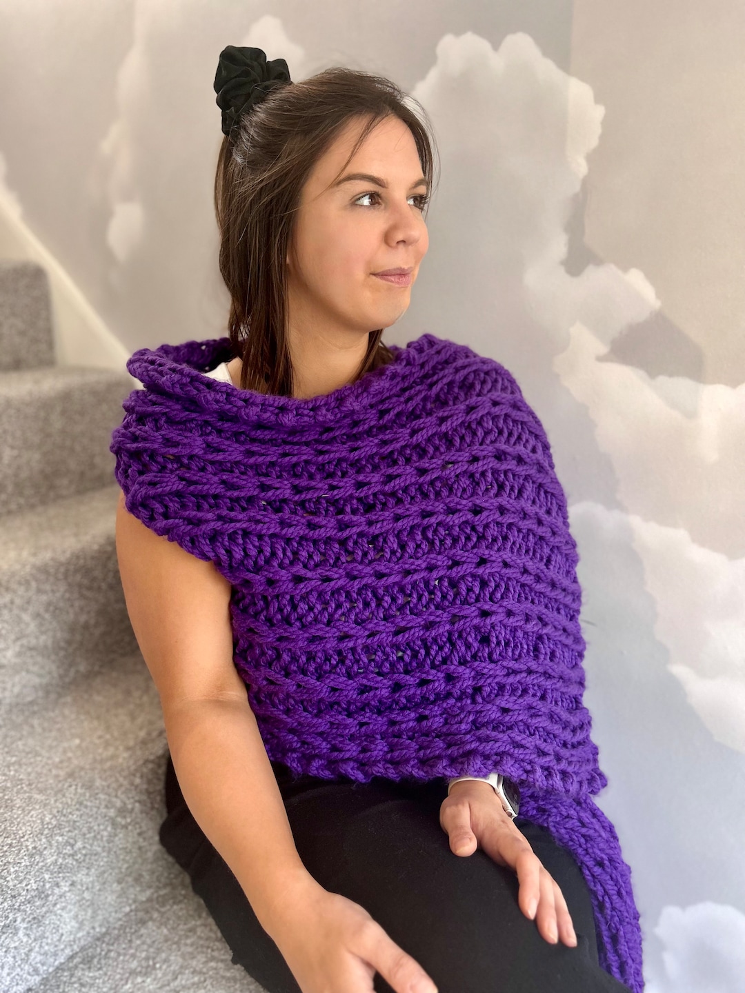 Juey PDF Pattern Jumbo Knit Saffron Wrap - Etsy
