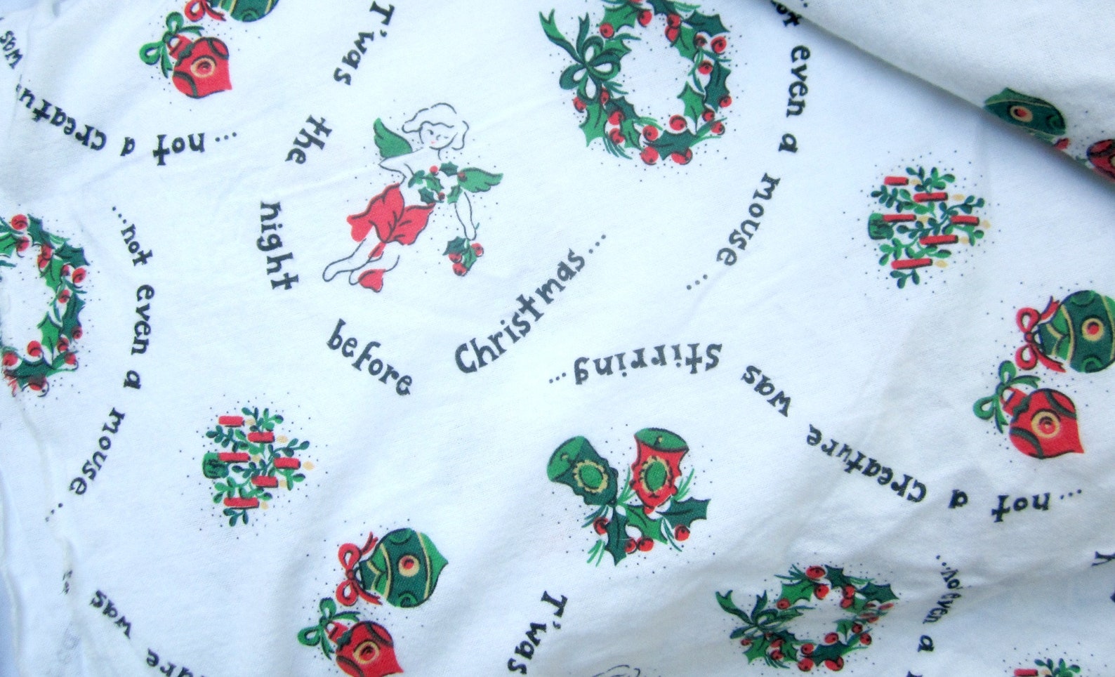 Christmas Flannel Fabric the Night Before Christmas Holiday Material by ...