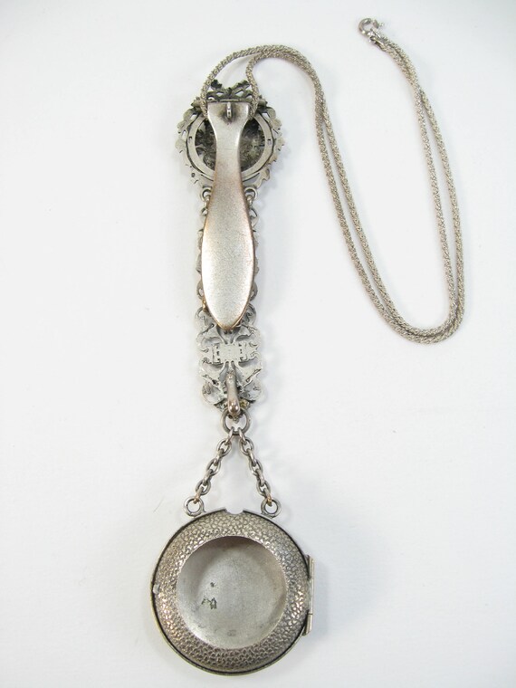 Antique Watch Chatelaine Necklace, Victorian Silver, … - Gem
