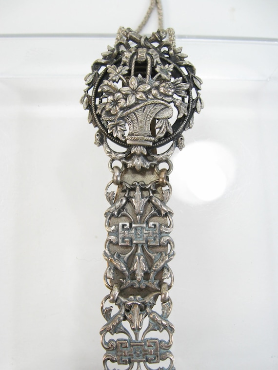 Antique Watch Chatelaine Necklace, Victorian Silver, … - Gem
