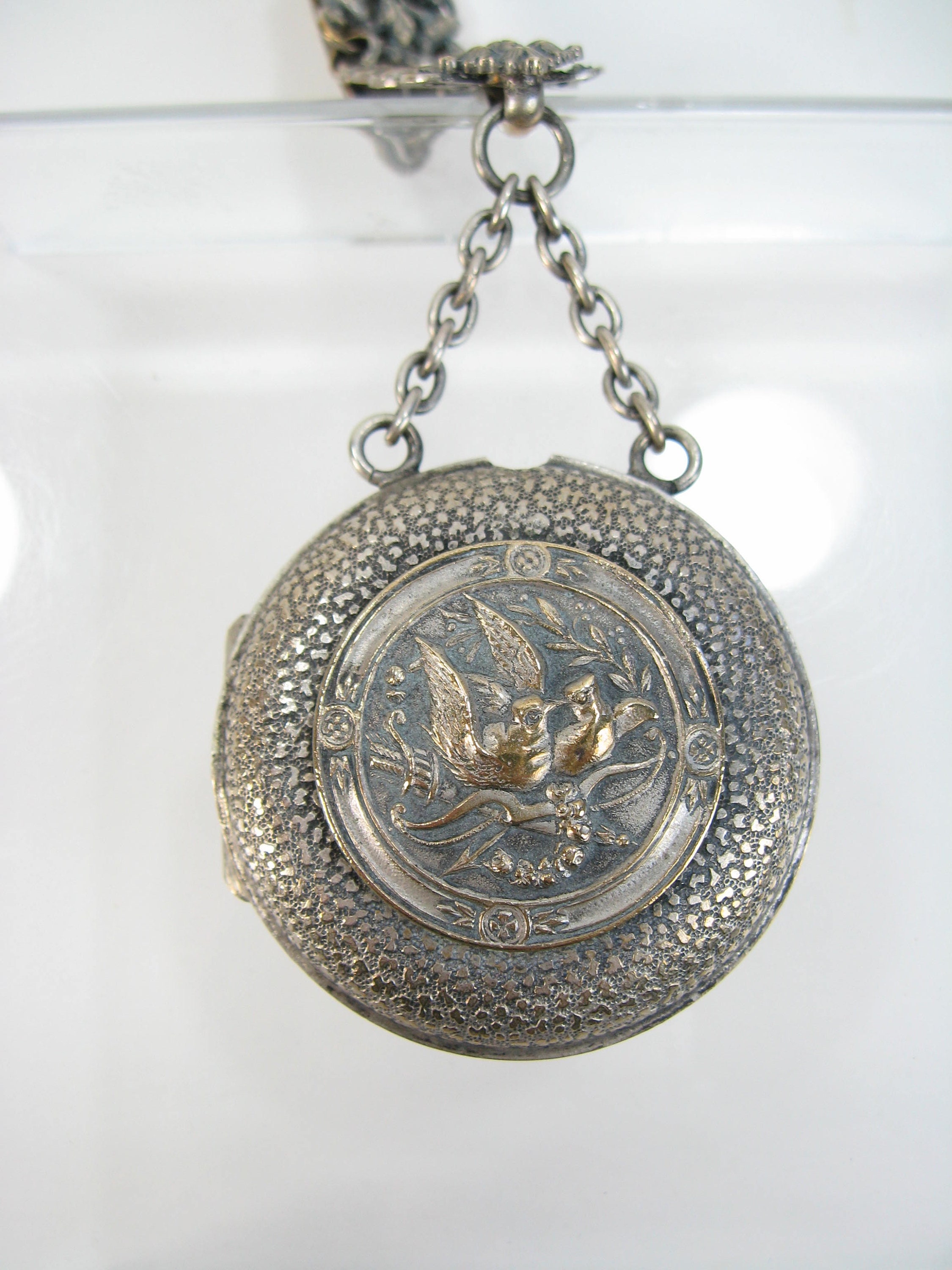 Antique Watch Chatelaine Necklace, Victorian Silver, Flower Basket and ...