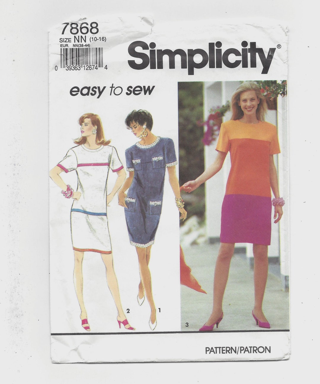UNCUT 1990s Simplicity 7868 Slim Dress With Sectioned Seaming and Short ...