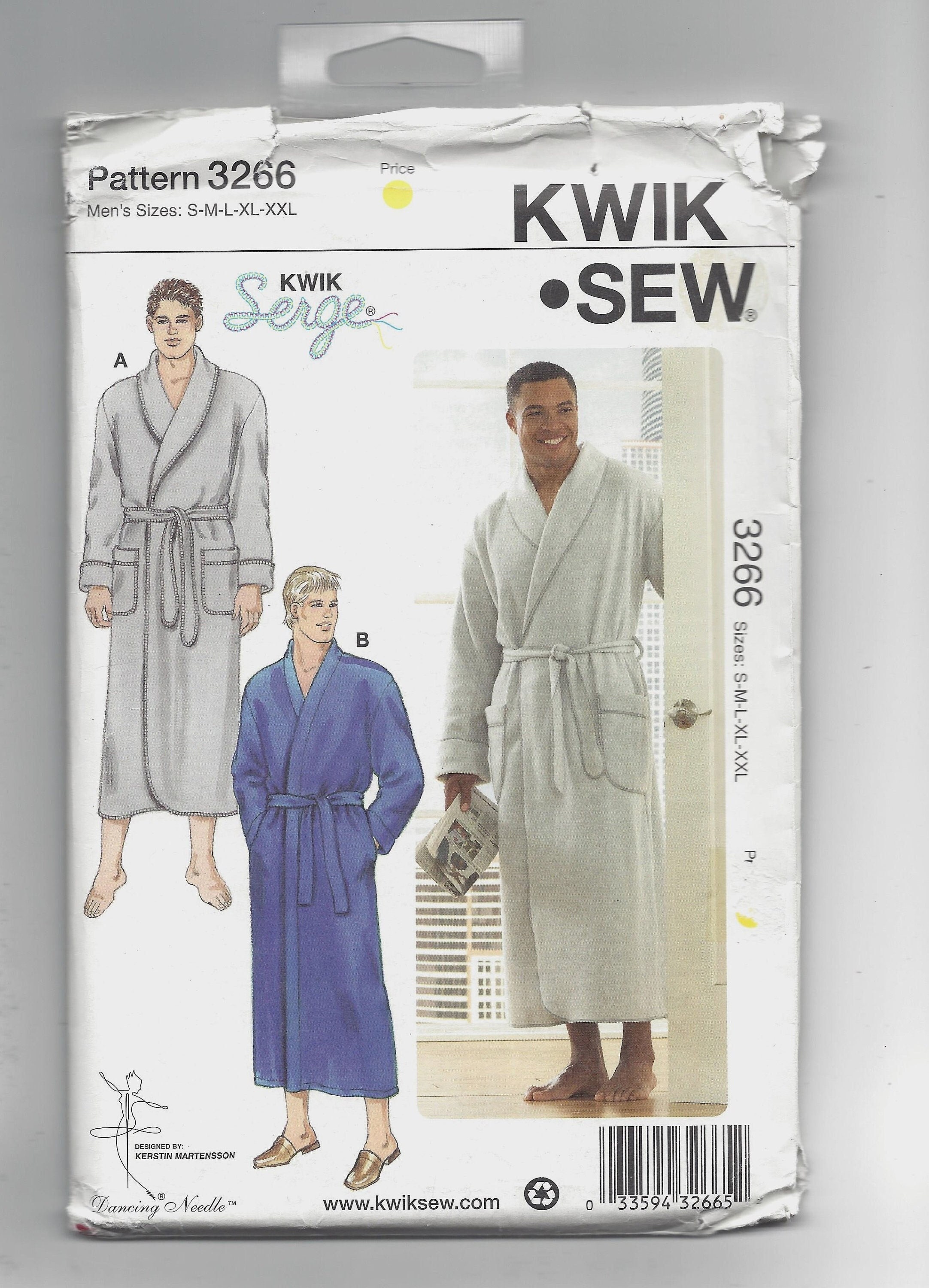 UNCUT Kwik Sew 3266 Men's Wrap Robes for Stretch Knits, Sizes S Thru ...