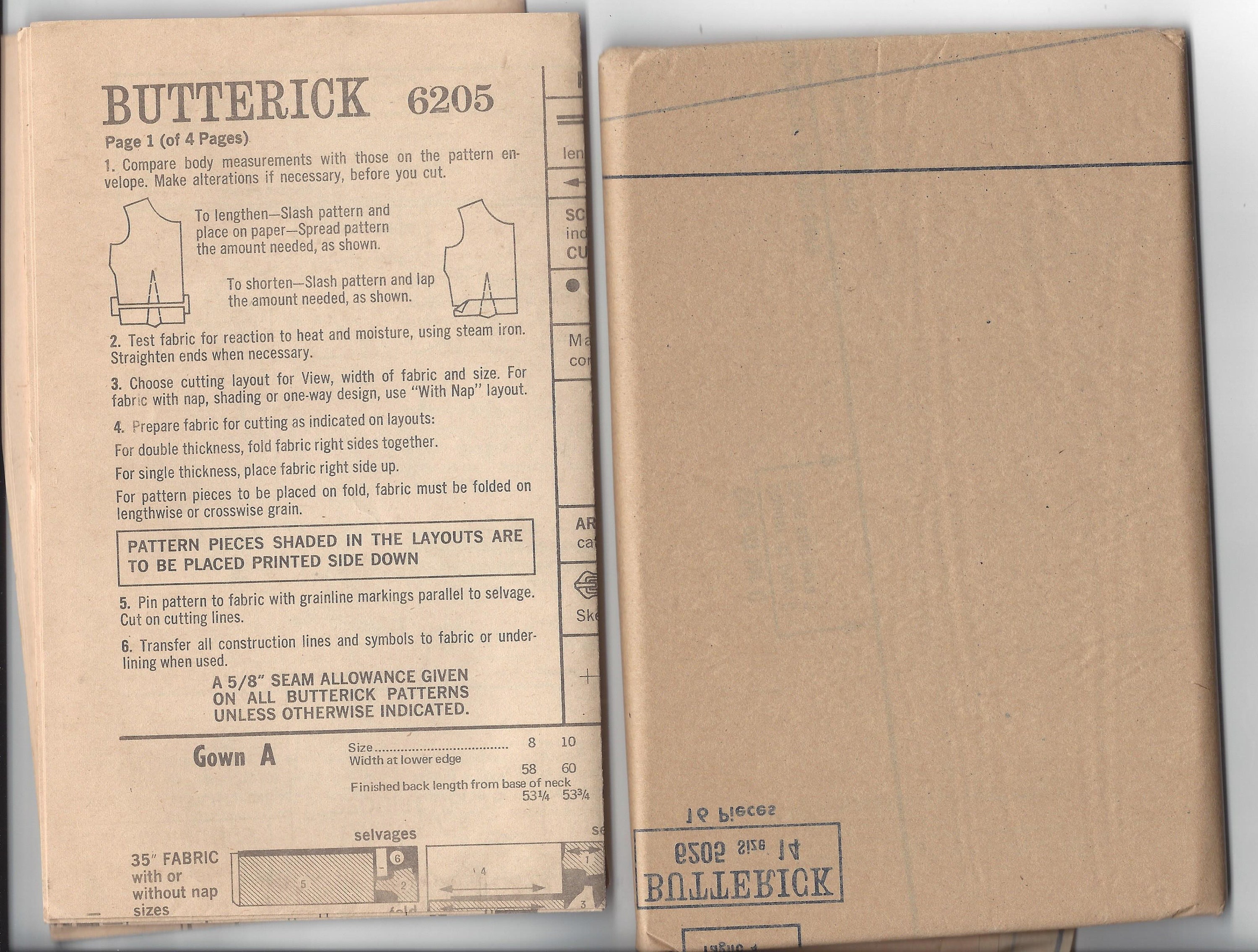 UNCUT 1970s Butterick 6205 Gown and Robe Length and Sleeve Options ...