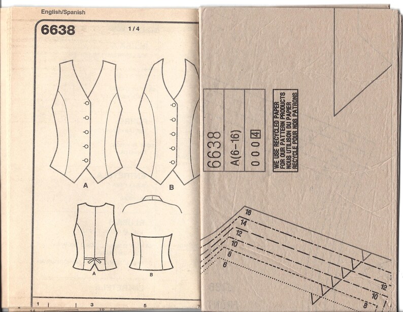 UNCUT 1990s New Look 6638 Front Button Vest and Halter, Sizes 6 Thru 16 ...