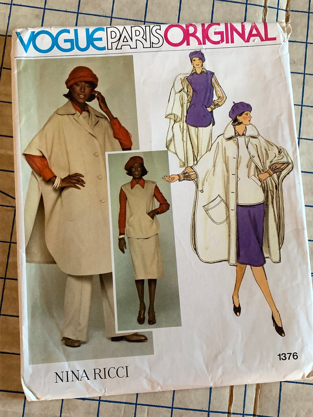 UNCUT 1970s Vogue 1376 Poncho Top Skirt Pants Blouse, Bust 34 Size 12 ...