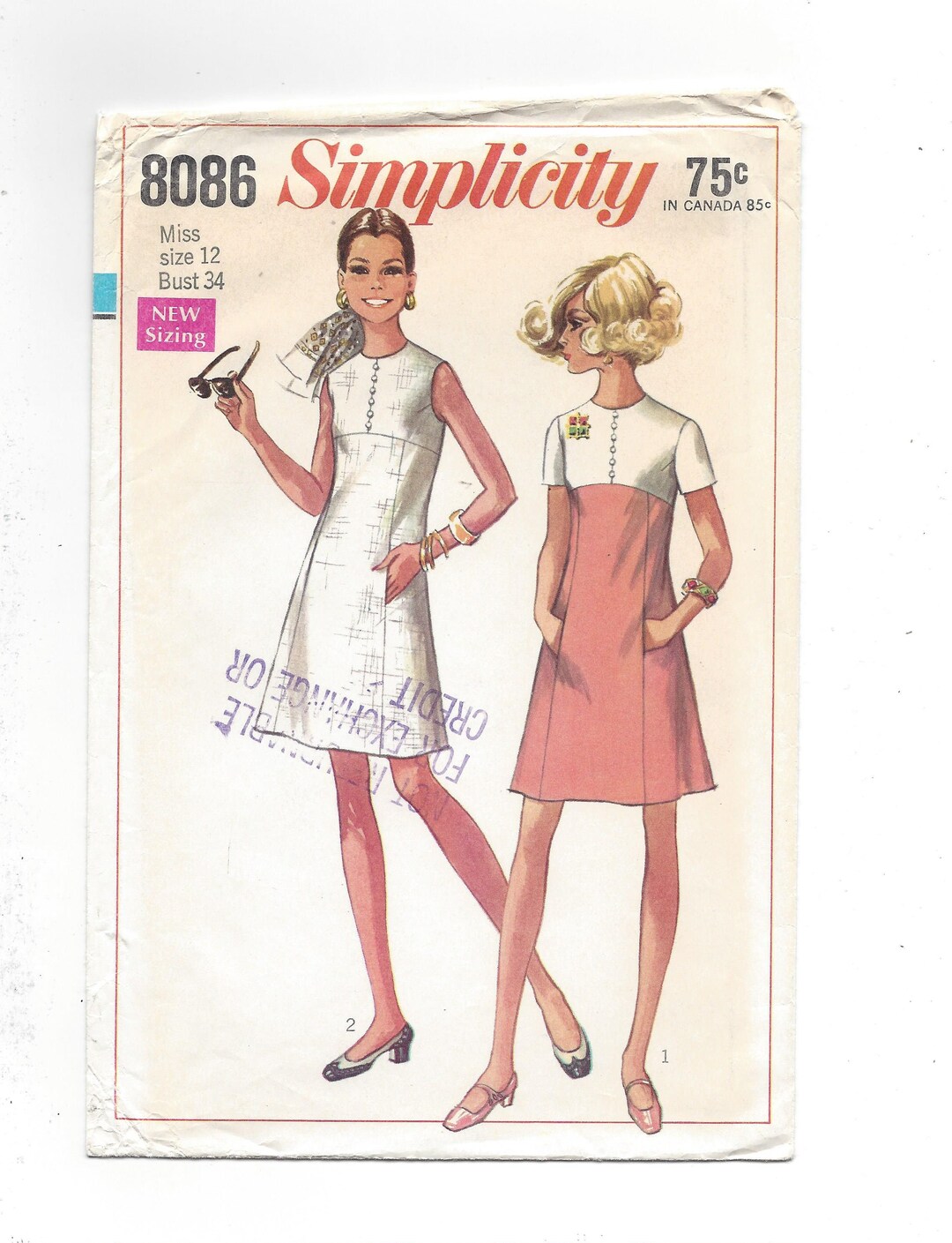 UNCUT 1960s Simplicity 8086 Princess Seam Dress Back Zipper High Round ...