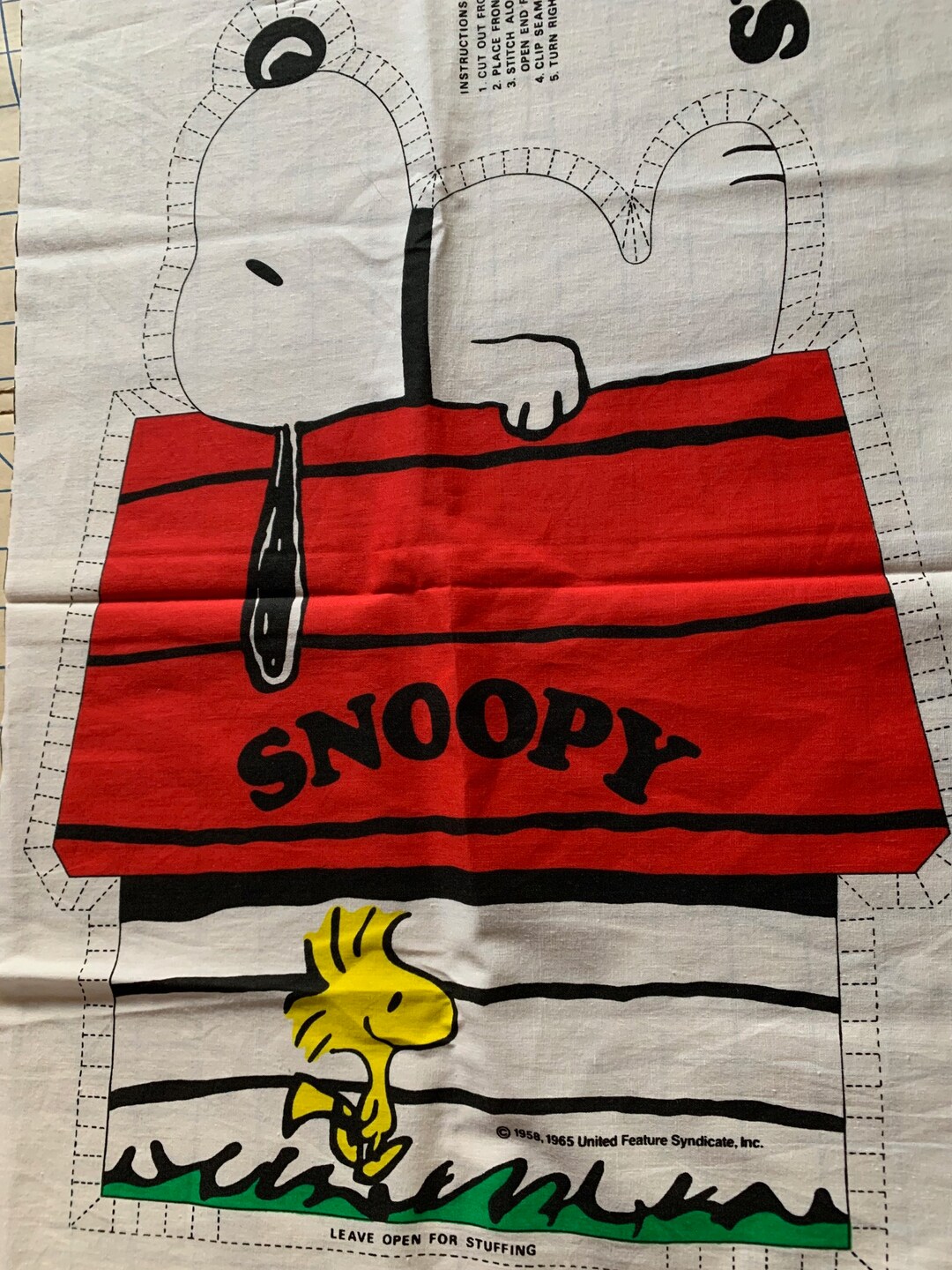 Snoopy on His Dog House With Woodstock Fabric Panel to Cut and Sew DIY ...