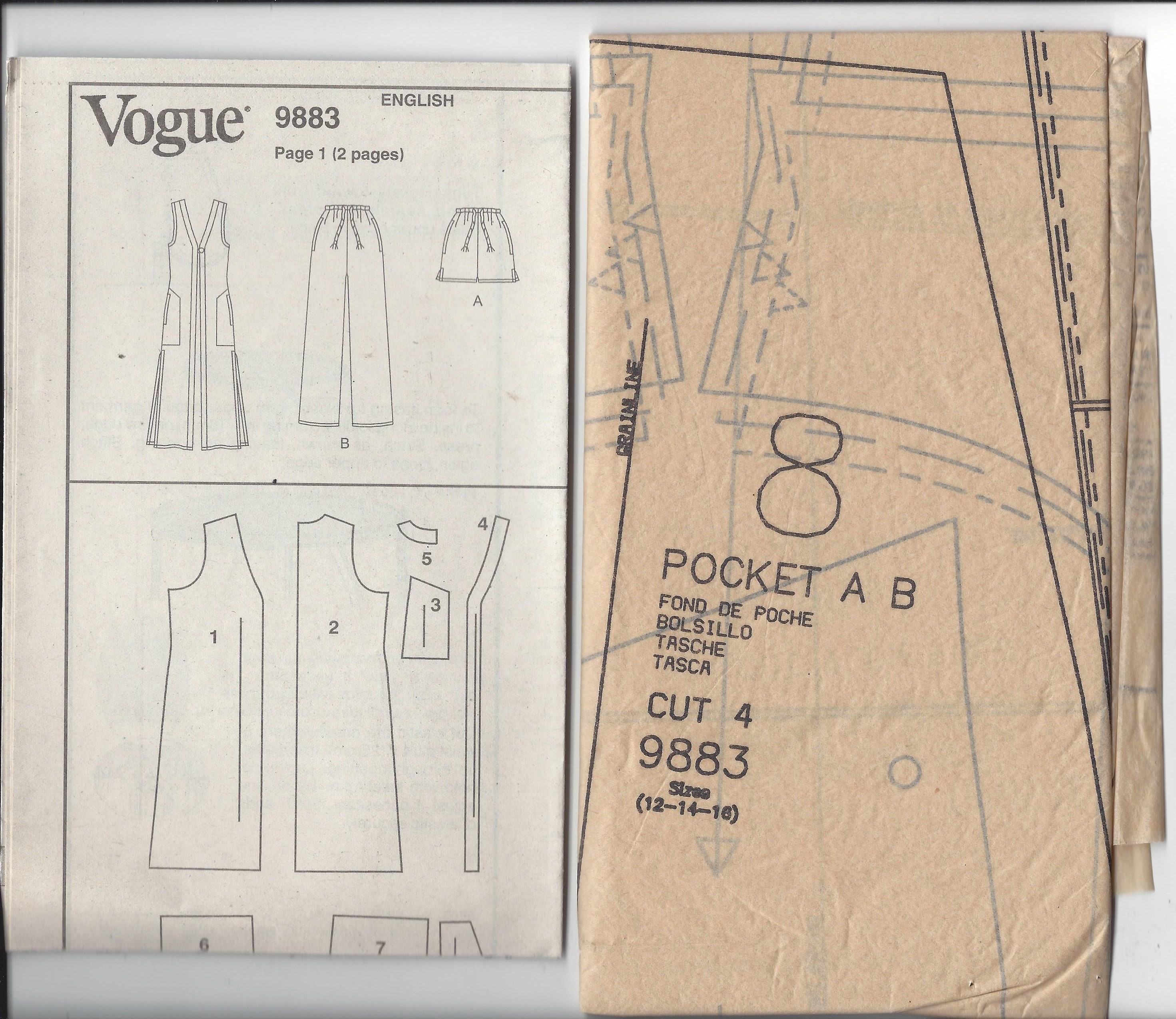 UNCUT 1990s Vogue 9883 Lower Calf Duster Elastic Waist Shorts and Pants ...