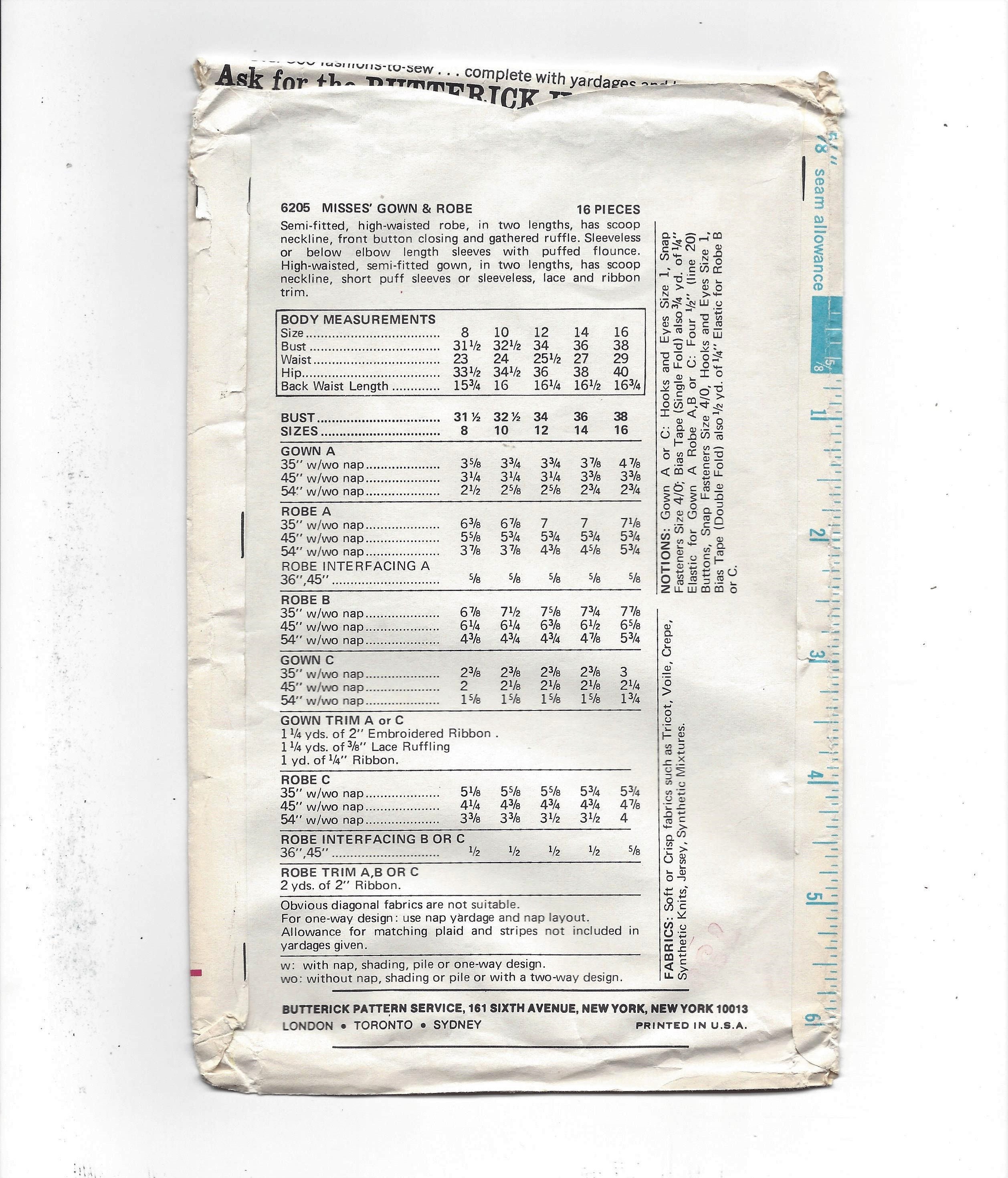 UNCUT 1970s Butterick 6205 Gown and Robe Length and Sleeve Options ...