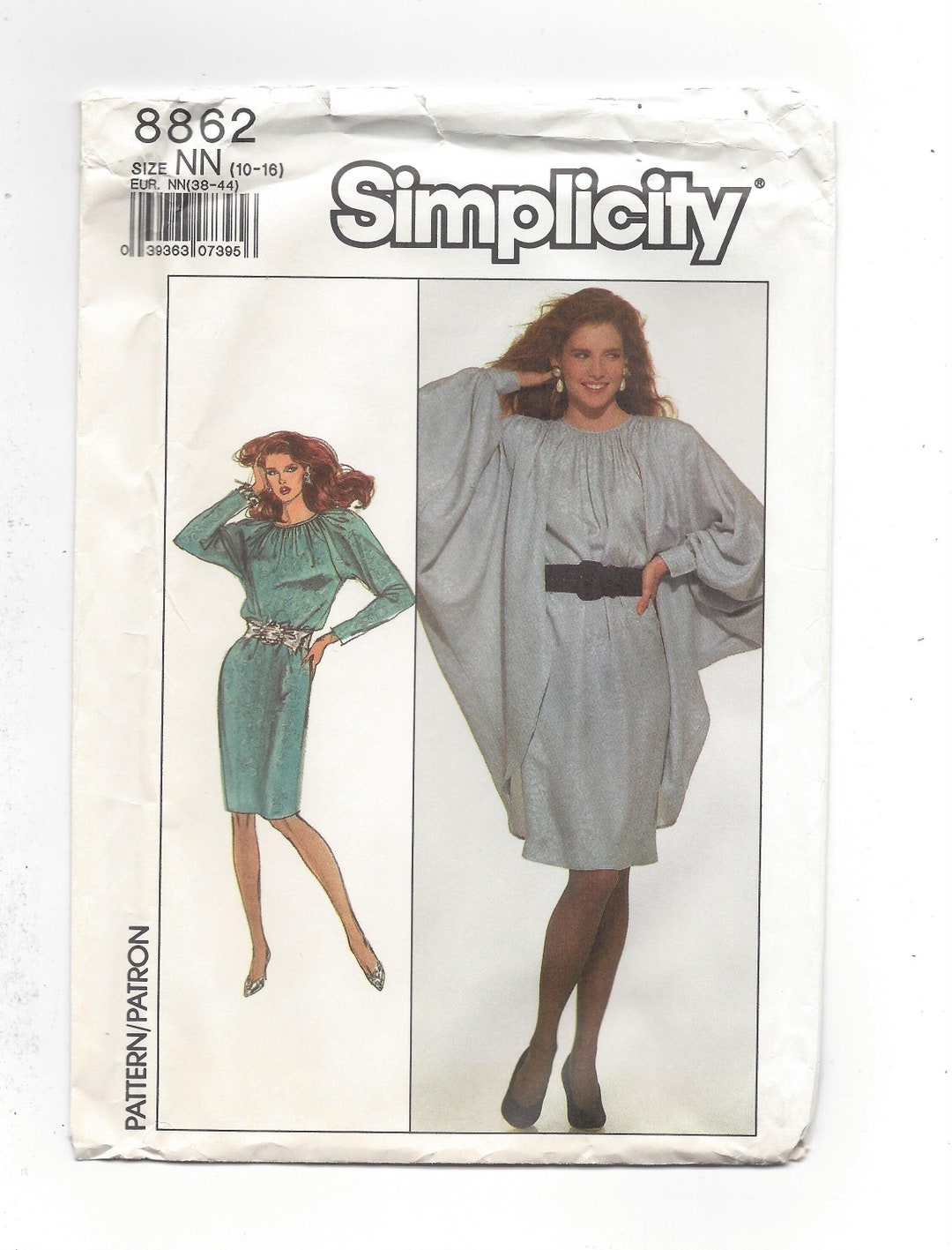 UNCUT 80s Simplicity 8862 Dress Raglan Sleeves & Loose-fit Cocoon Type Unlined Jacket, Size 10 ...