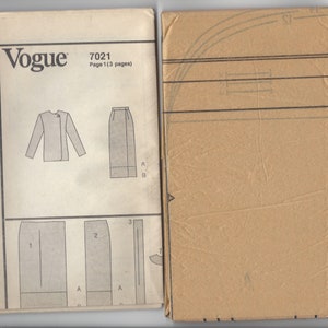 UNCUT 1980s Vogue 7021 Below Hip Jacket and Straight Wrap Skirt, Bust ...