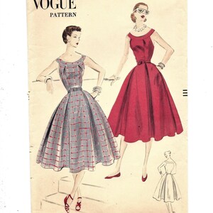 HTF Uncut 1950s Vogue 7680 One Piece Sleeveless Dress Inverted Pleat ...