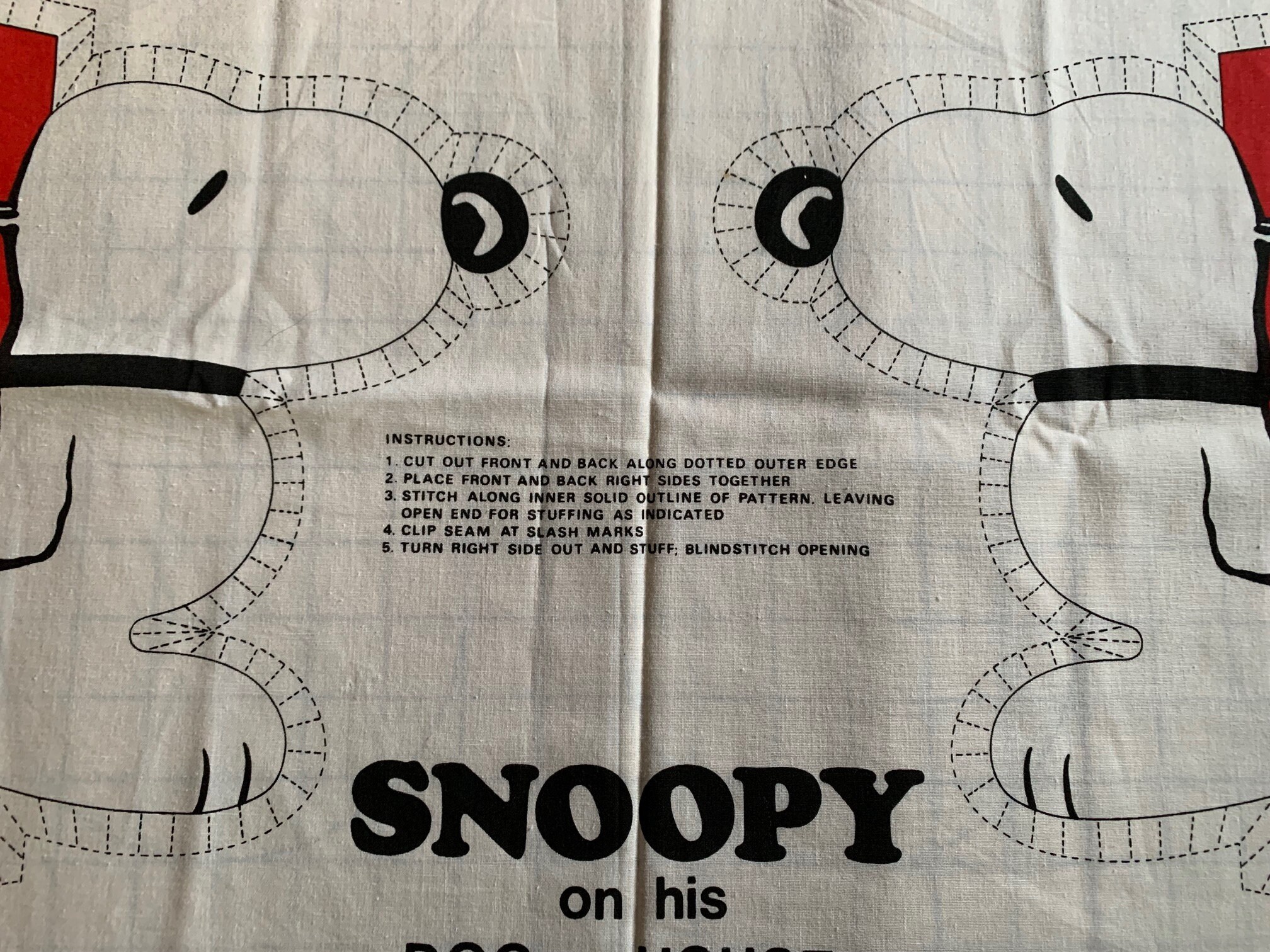 Snoopy on His Dog House With Woodstock Fabric Panel to Cut and Sew DIY ...