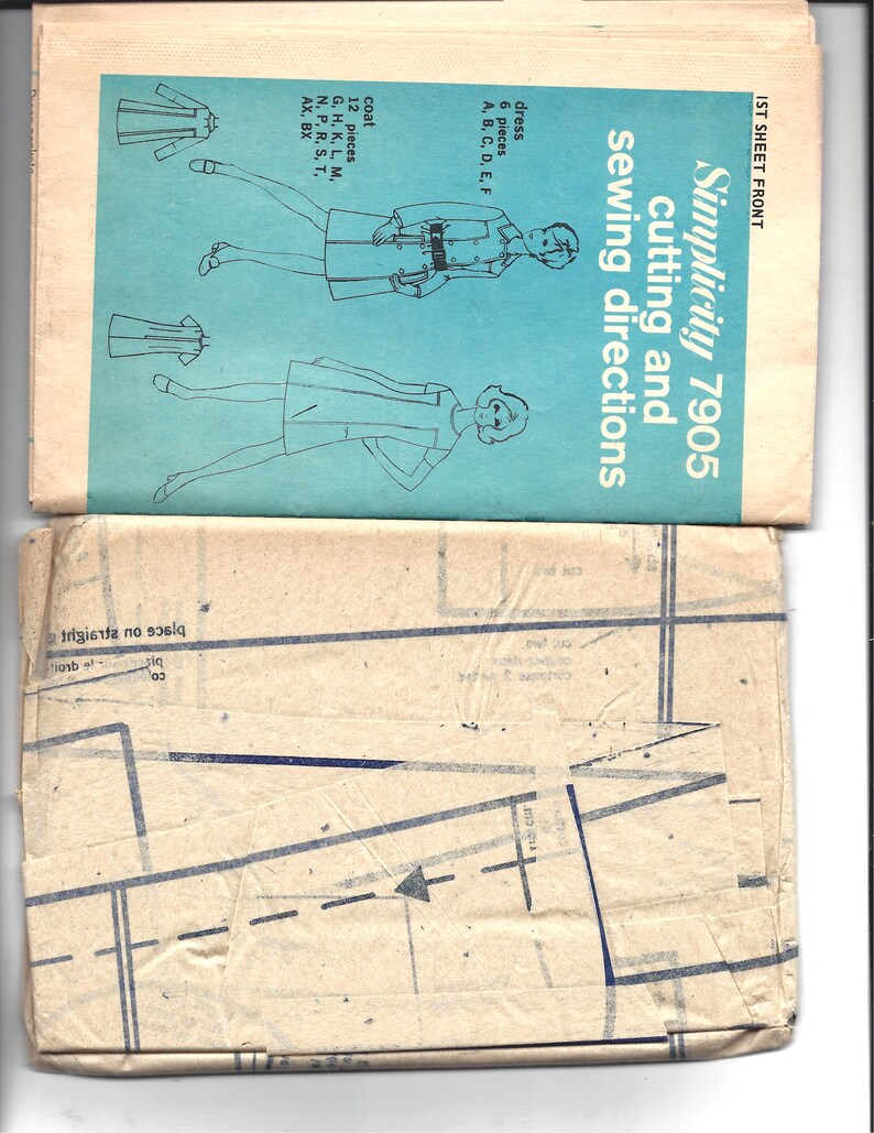 UNCUT 1960s Simplicity 7905 Dress and Double Breasted Coat, Bust 36 ...