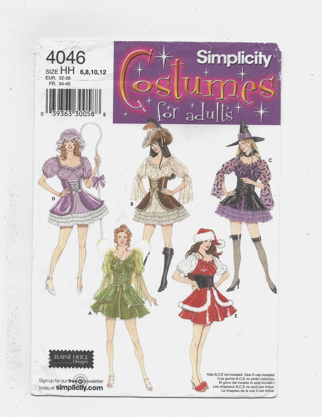 UNCUT Simplicity 4046 Mini Dress Adult Costumes, Bo Peep Pirate Witch ...