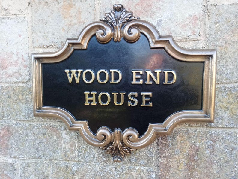 Victorian House Name Sign: Bronze or Pewter Finish, Customizable Colors ...