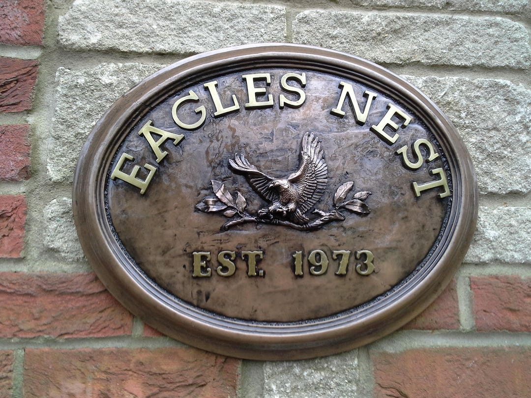 Large House Name Plate. Oval Design in Bronze and Pewter Finishes With ...