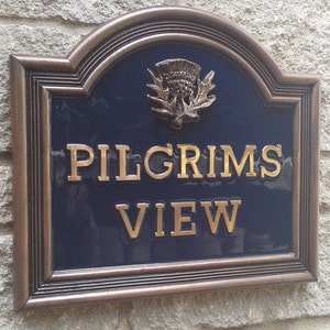 Large House Name Sign With Thistle for Scotland Motif in Cold Bronze ...