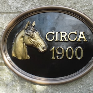 Horses, Stables, Riding School Sign, Farm Sign. Large Oval Wall Sign ...