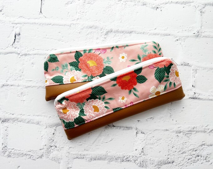 Floral Print Zipper Bag, Pencil Case, Pens Pouch, Crochet Hook Holder ...