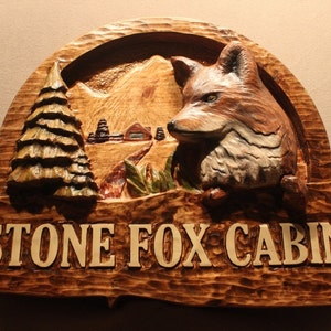 CUSTOM CABIN SIGNS | Home Signs | Carved Wood Signs | Fox Signs | Dog ...